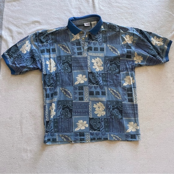 Bugle Boy | Shirts | Bugle Boy Blue Floral Pattern Polo Shirt | Poshmark